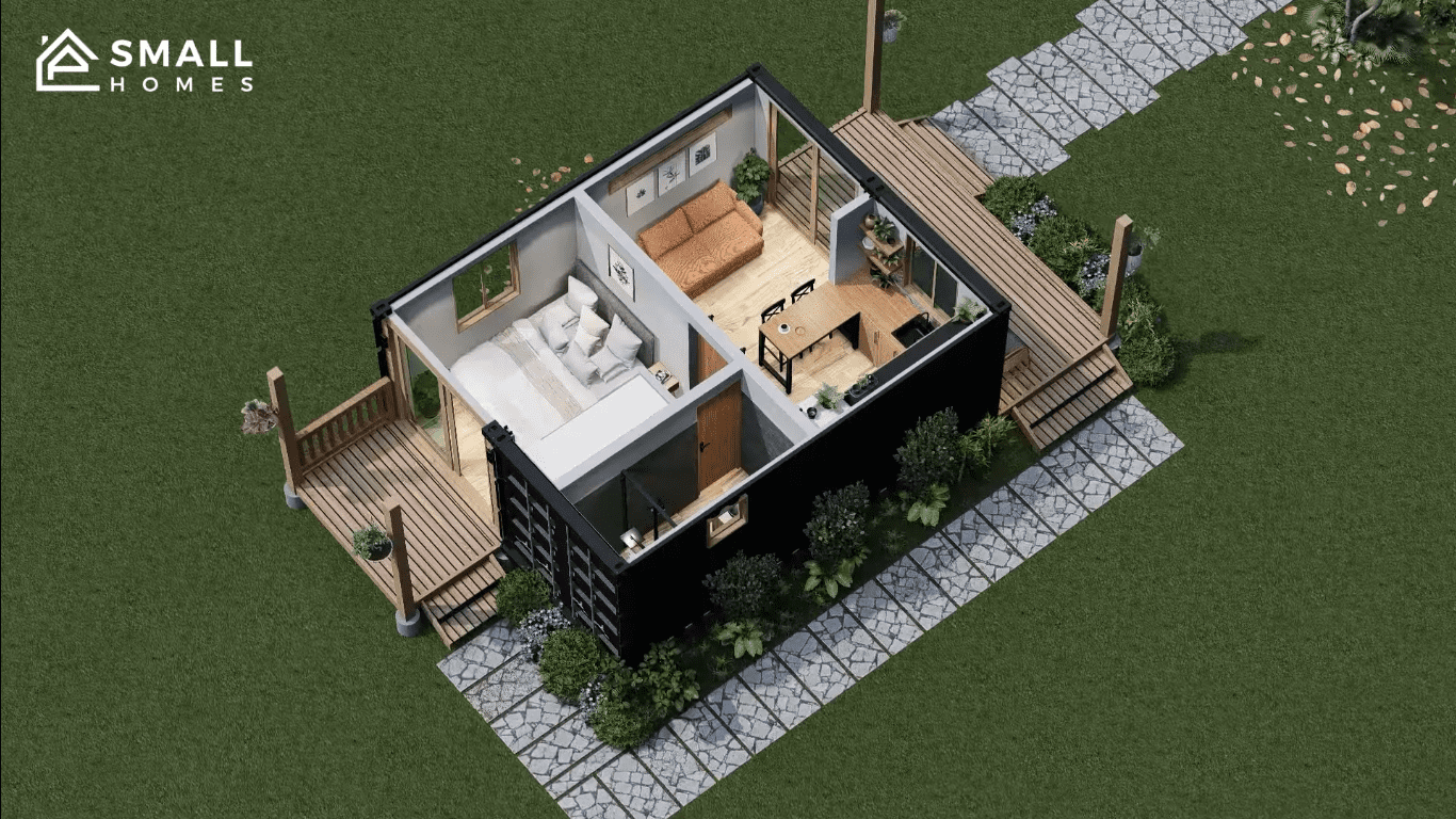 Shipping Container House Design Idea 2 x 20 ft - Dream Tiny Living