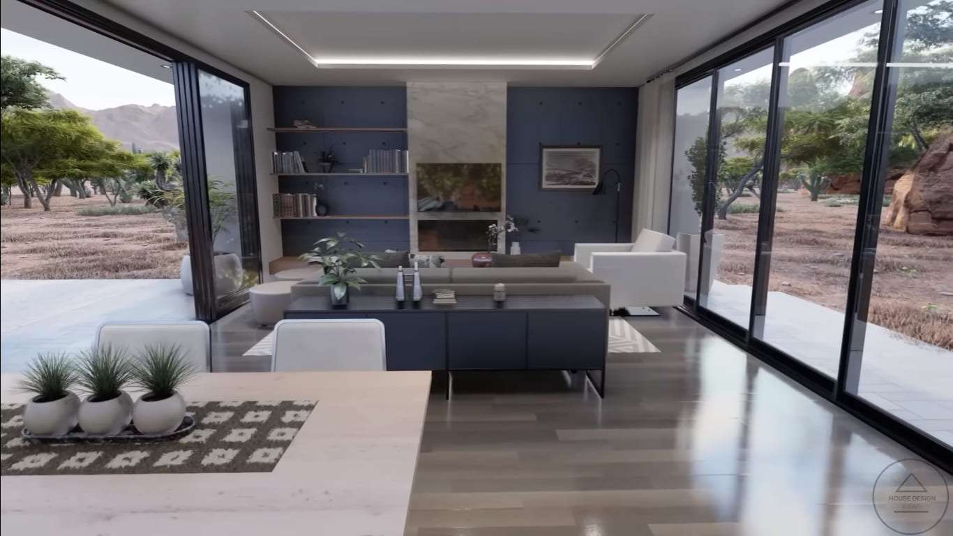 Modern Small House Design Opening to the Pool - Dream Tiny Living