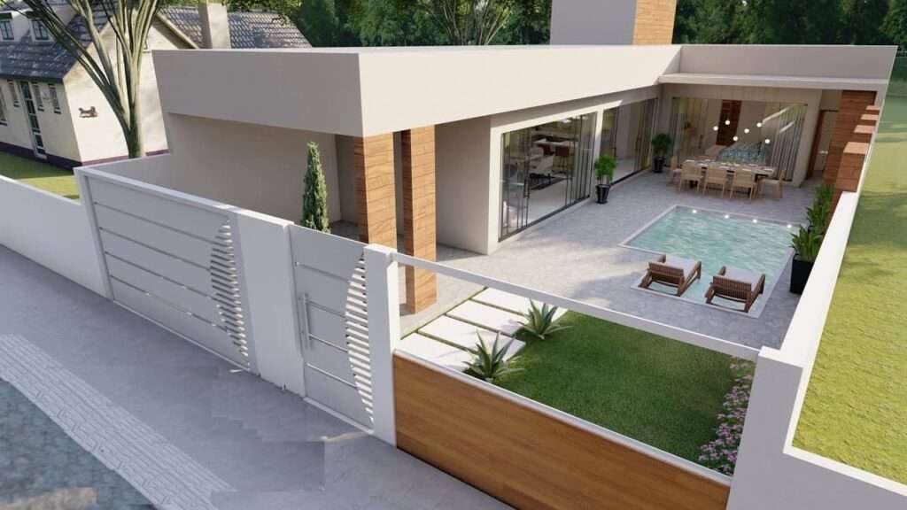 L-Shaped Tiny House with Pool and Entertainment Area - Dream Tiny Living
