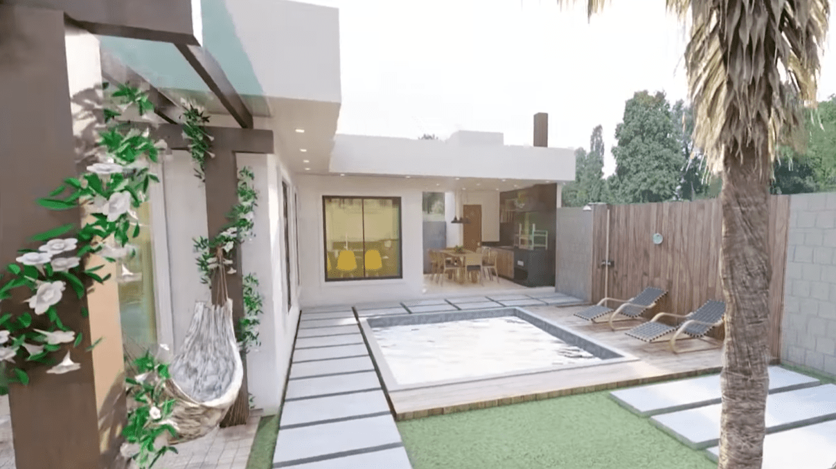 Wonderful L-Shaped House with Pool - Dream Tiny Living